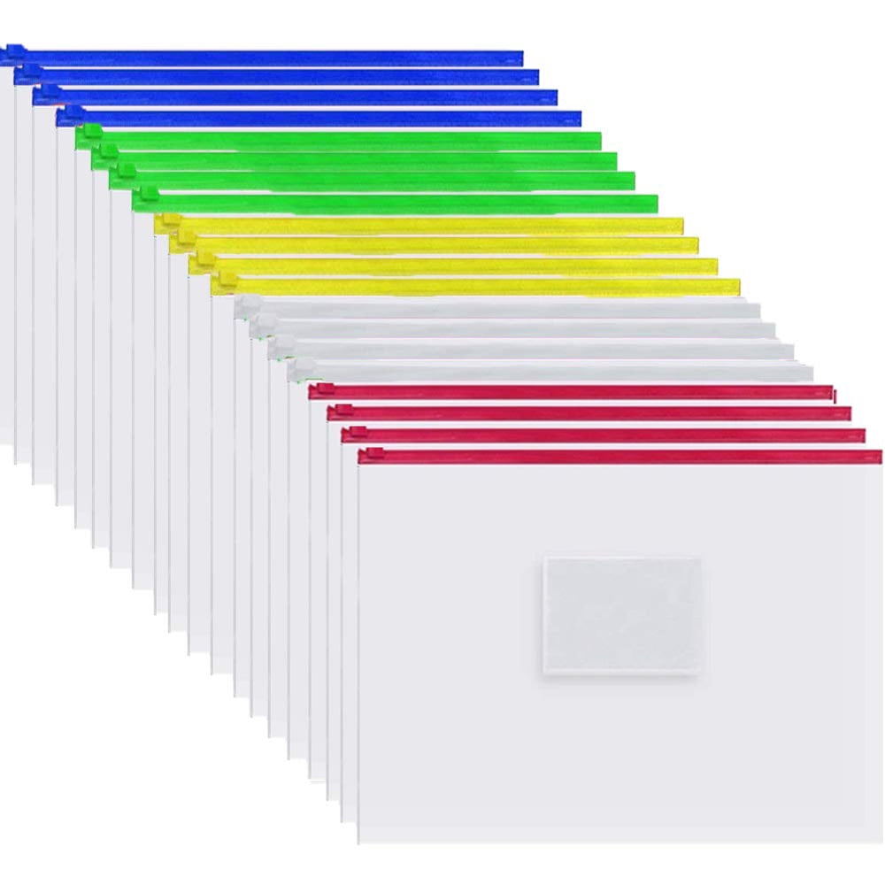 SagaSave 20Pcs A4 Envelope File Folder Bags Zipper Seal Pens Pencil ...