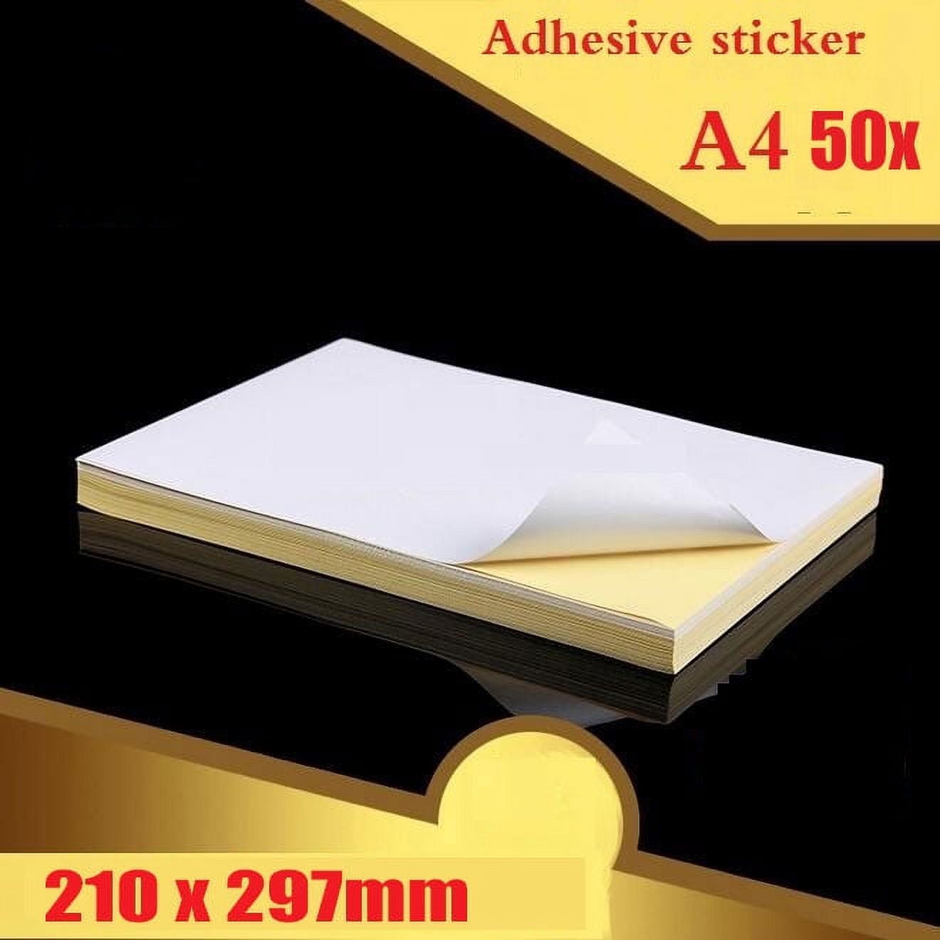 SagaSave 50/100 Sheets Printable White Sticker Paper Adhesive Printing ...