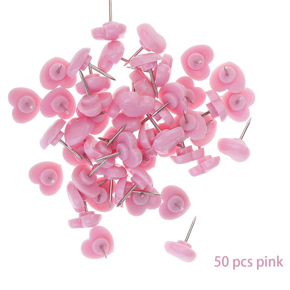 SagaSave 50Pcs Heart Shape Push Pins Set Crafts Decorative Accessories ...