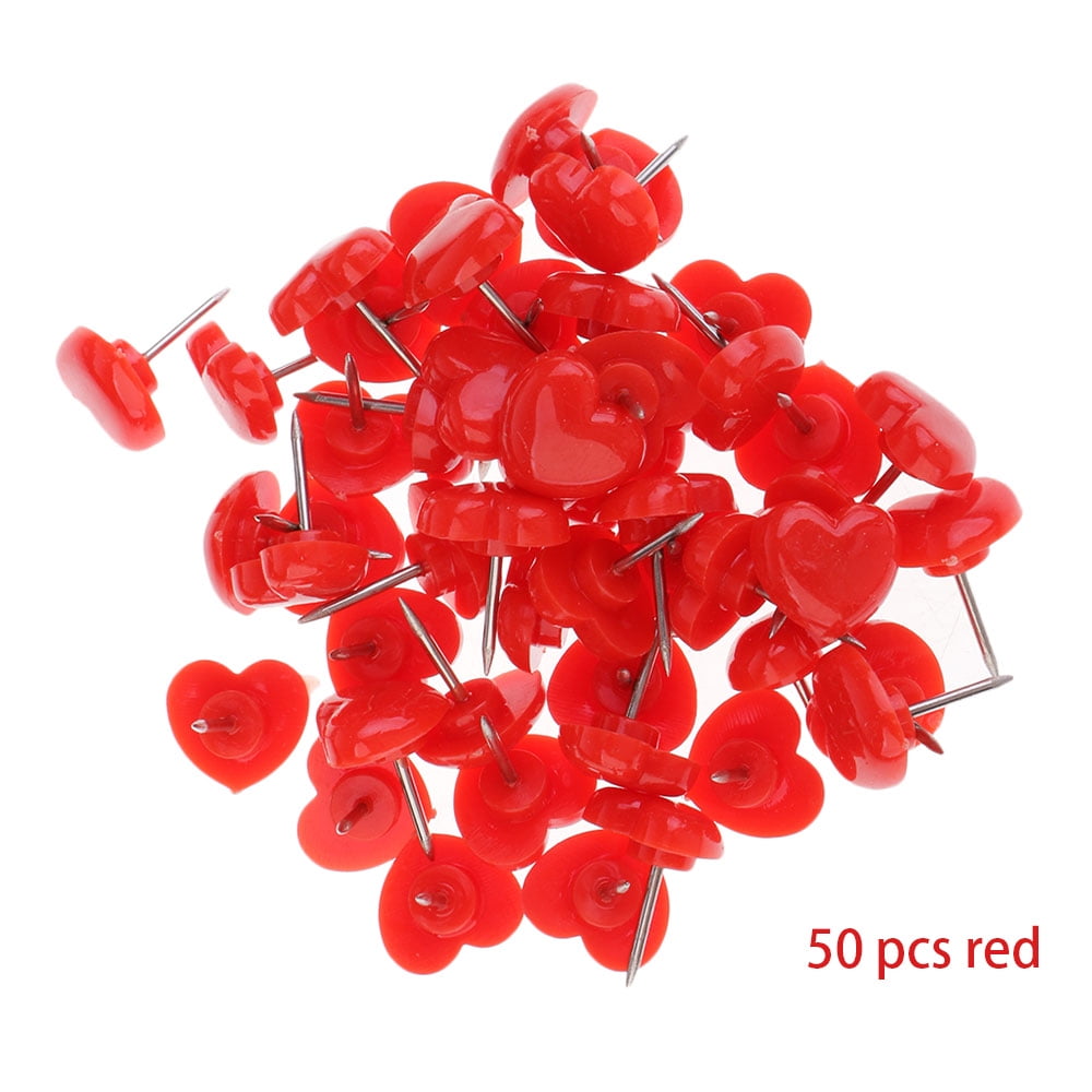 SagaSave 50Pcs Heart Shape Push Pins Set Crafts Decorative Accessories Red/Pink/Mixed Colour ...