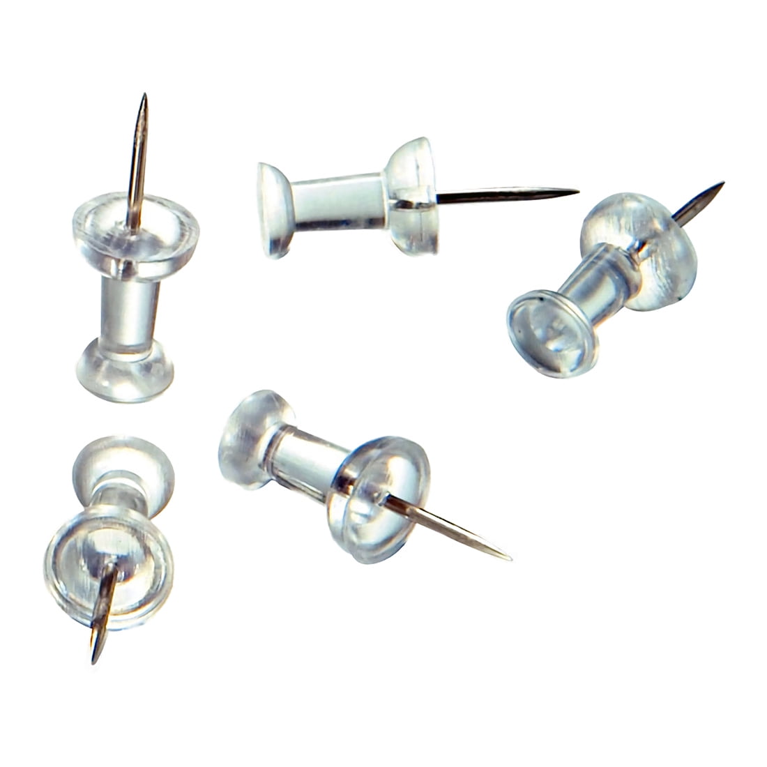 SagaSave Clear Push Pins Plastic Thumb Tacks Head Steel Point Fixed 100 ...