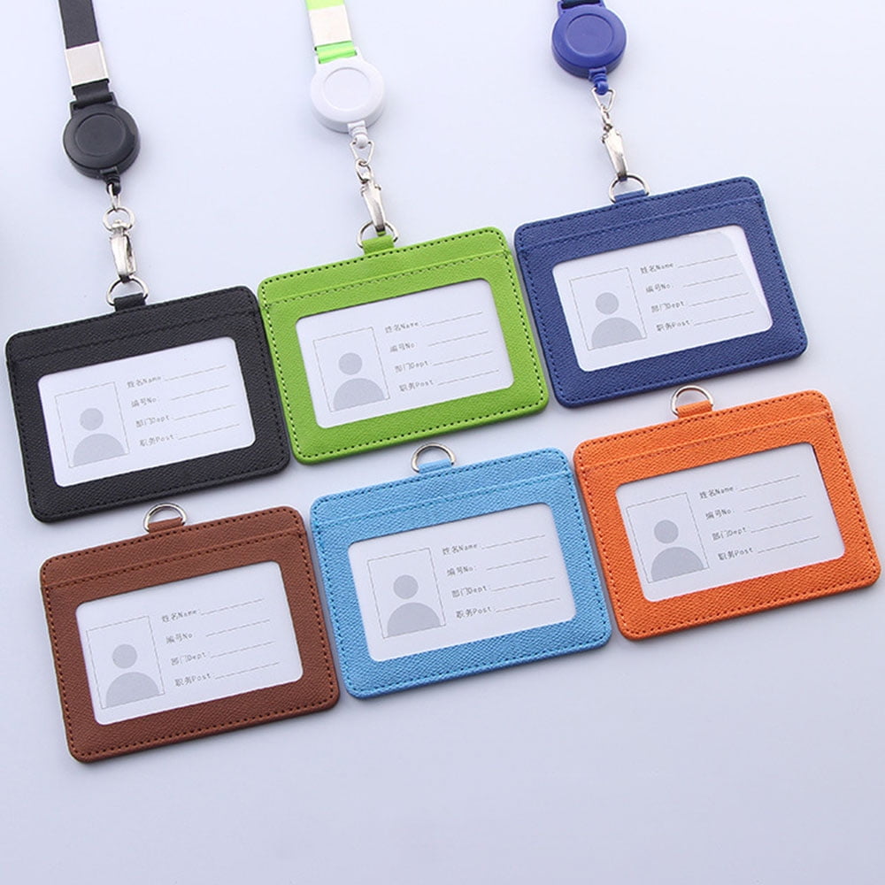 SagaSave PU Badge Lanyard ID Card Holder Retractable Buckle Portrait ...