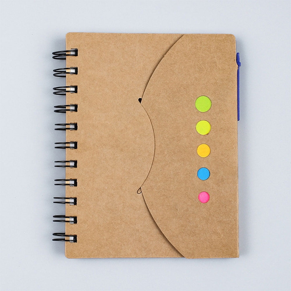 SagaSave Spiral Notebook with Pen and Sticky Notes Double Loop Coils ...