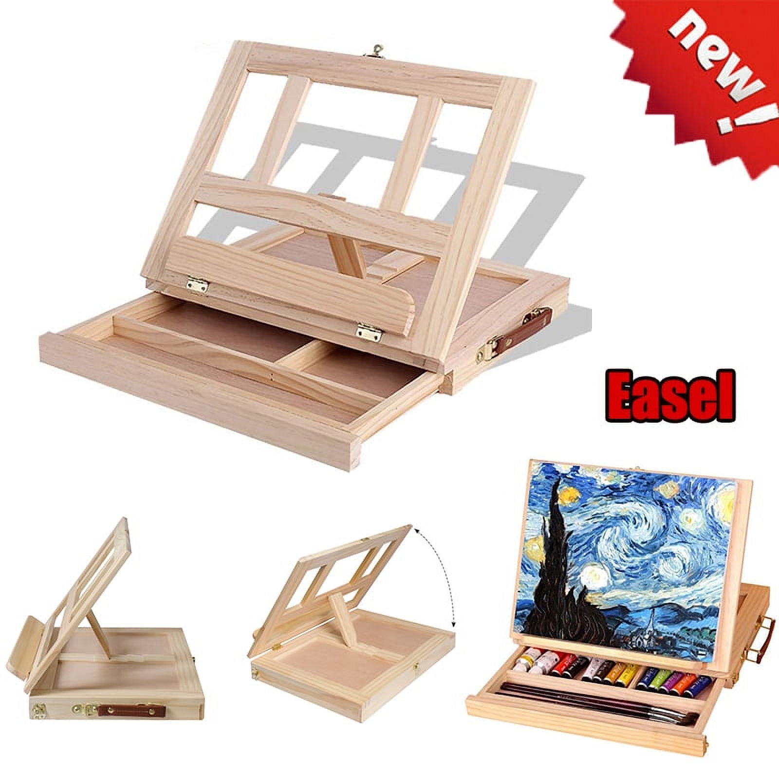 SagaSave Wooden Easel Painting Table with Drawers for Storage HB ...