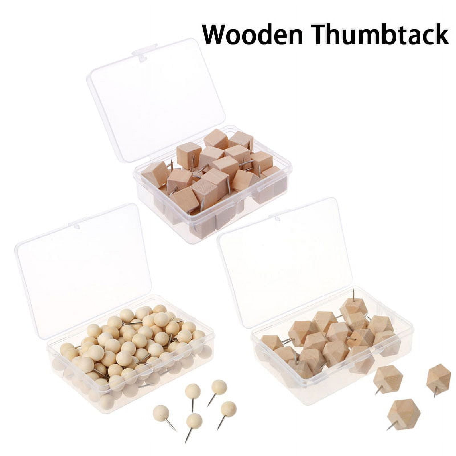 SagaSave Wooden Thumbtack Set Office Pushpin for Cork Boards Bulletin ...