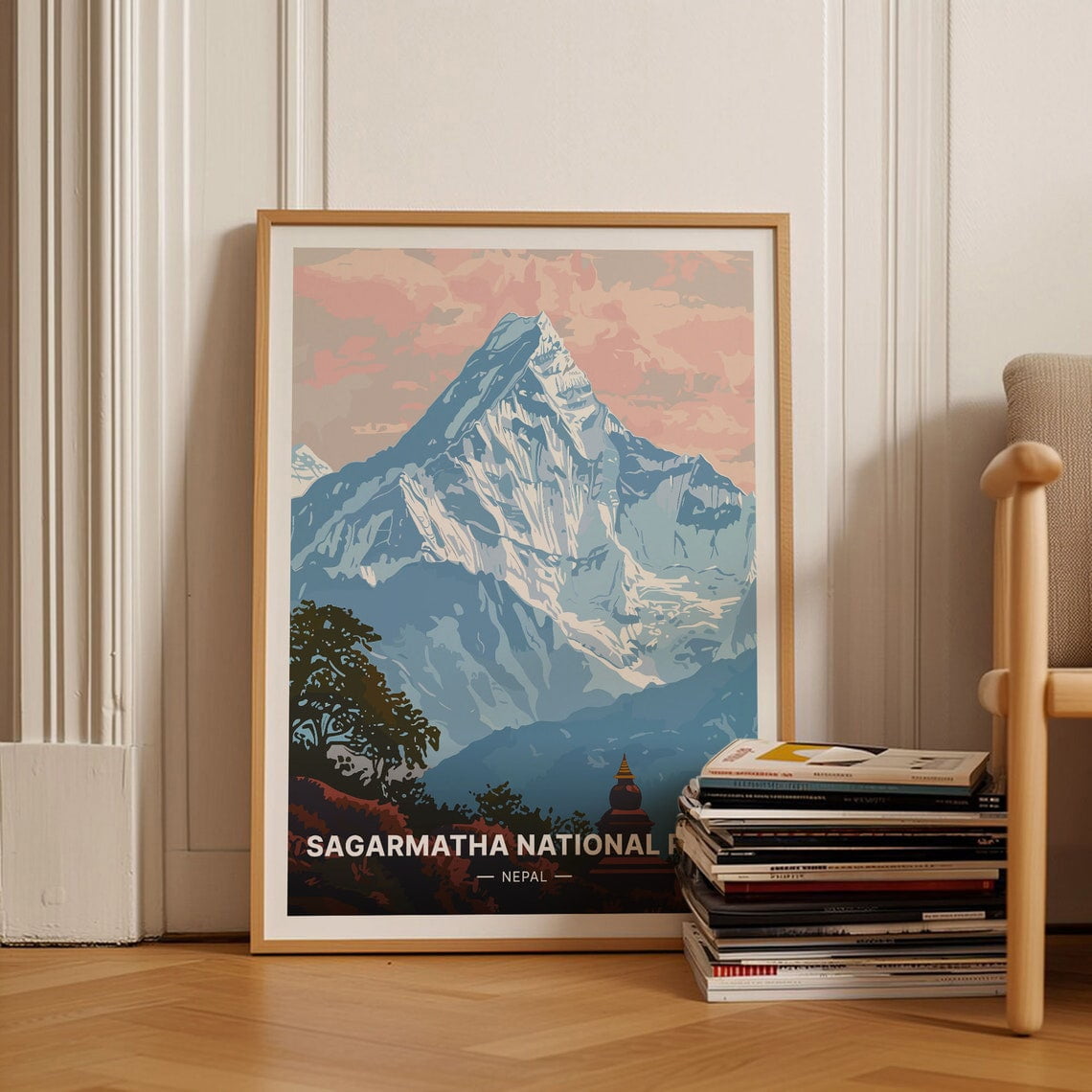 Sagarmatha National Park Travel Poster, Nepal Himalayas Mountain Art ...