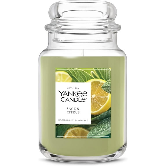 Sage & Citrus, Scented Candle, 22oz Large Jar with up to 150 Hour Burn ...