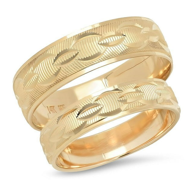 Sage Designs His and Hers Rings 14K Solid Yellow Gold Chain Link ...