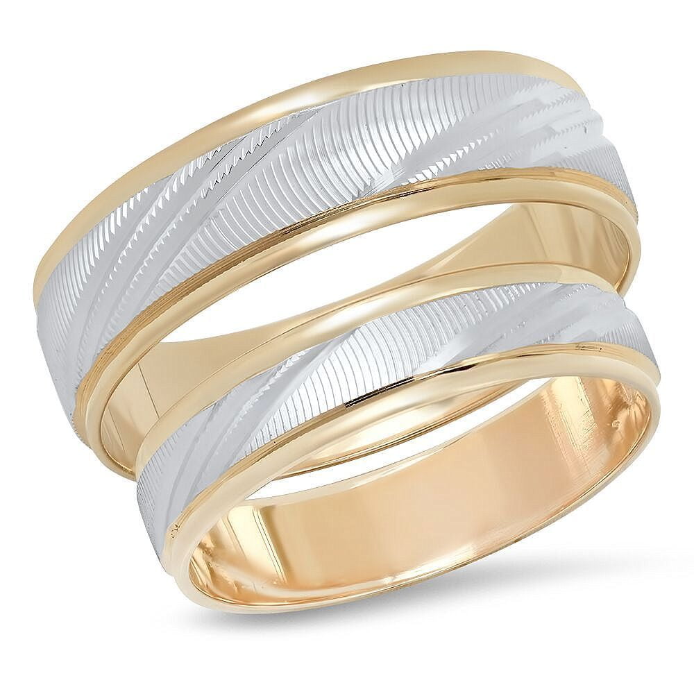 Sage Designs His and Hers Rings Two Tone 14K White and Yellow Gold ...