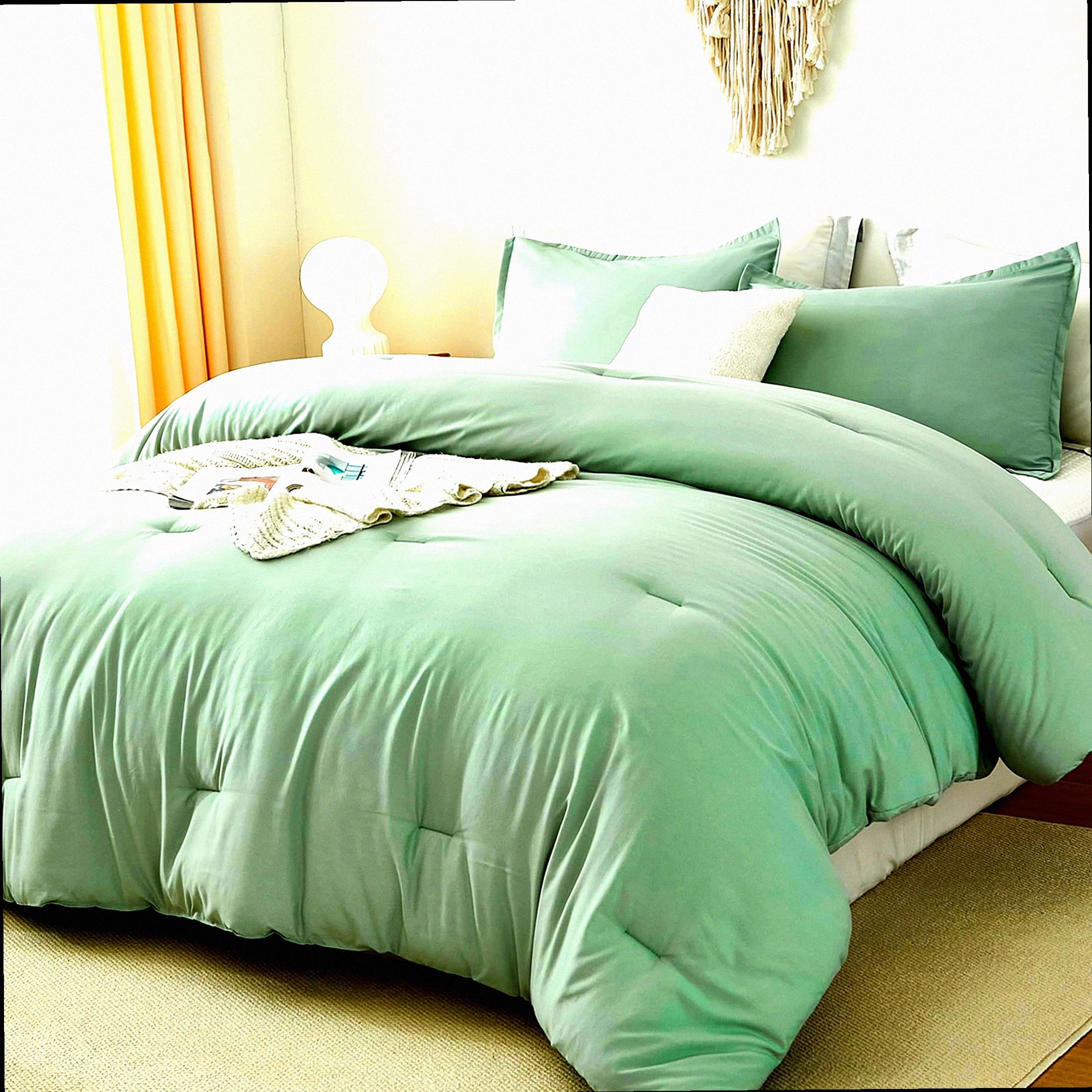 Sage Dream Comforter Set - Lightweight Microfiber Bedding - Soft Solid ...