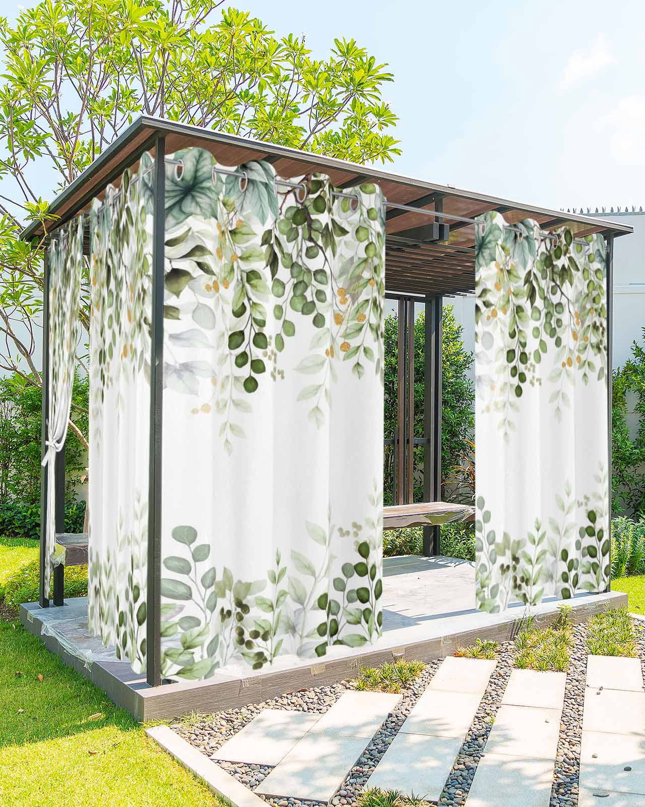 Sage Eucalyptus Outdoor Curtains for Patio Waterproof,Green Branches ...