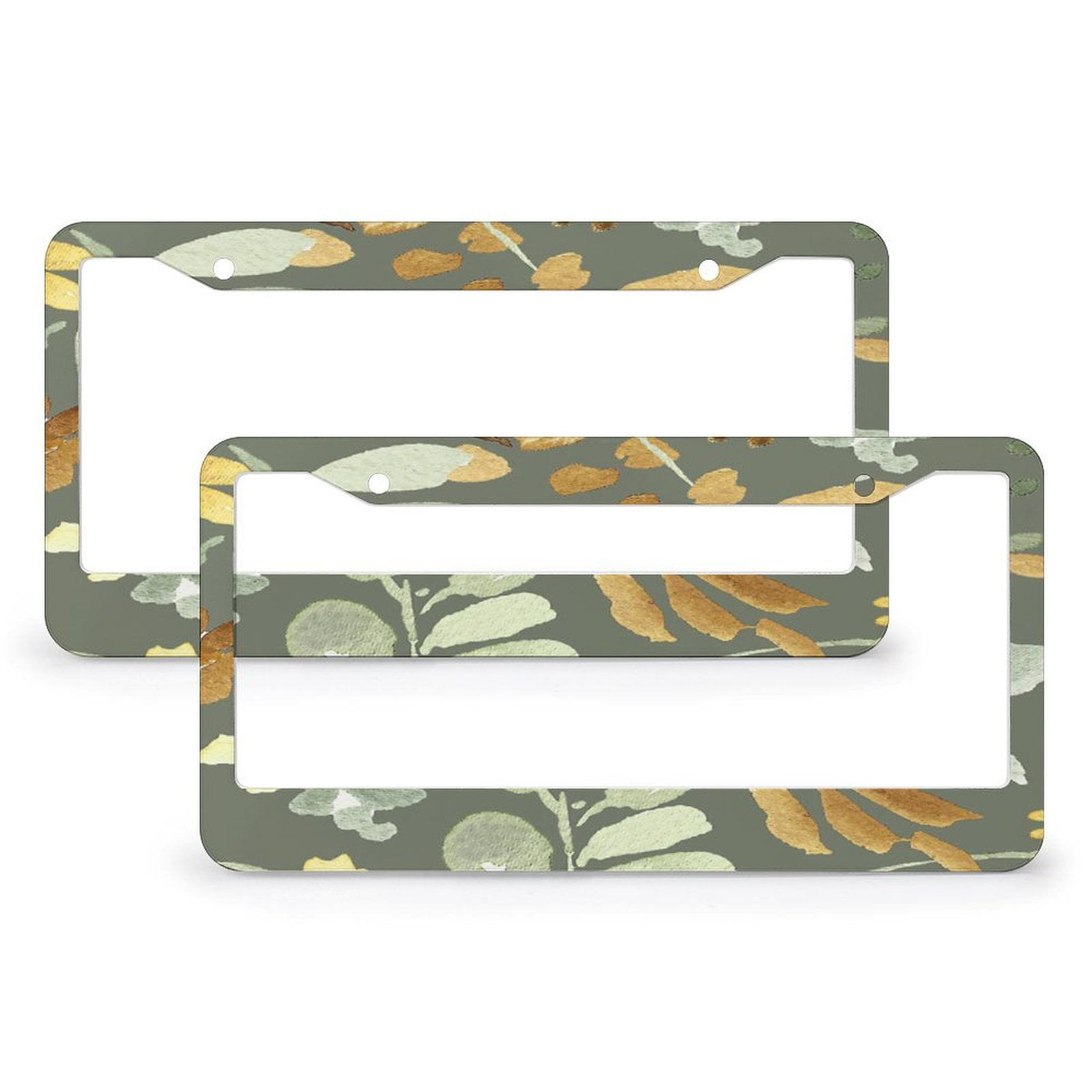 Sage Floral Watercolor Boho Yellow And Brown Aluminum Metal Car License ...