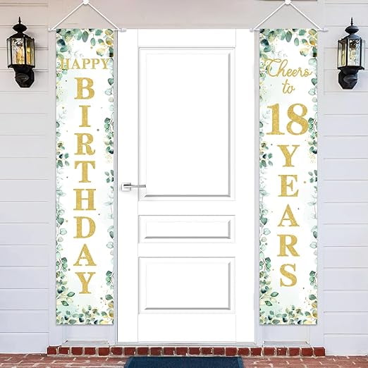 Sage Green 18th Birthday Door Banner 18th Birthday Decorations For ...