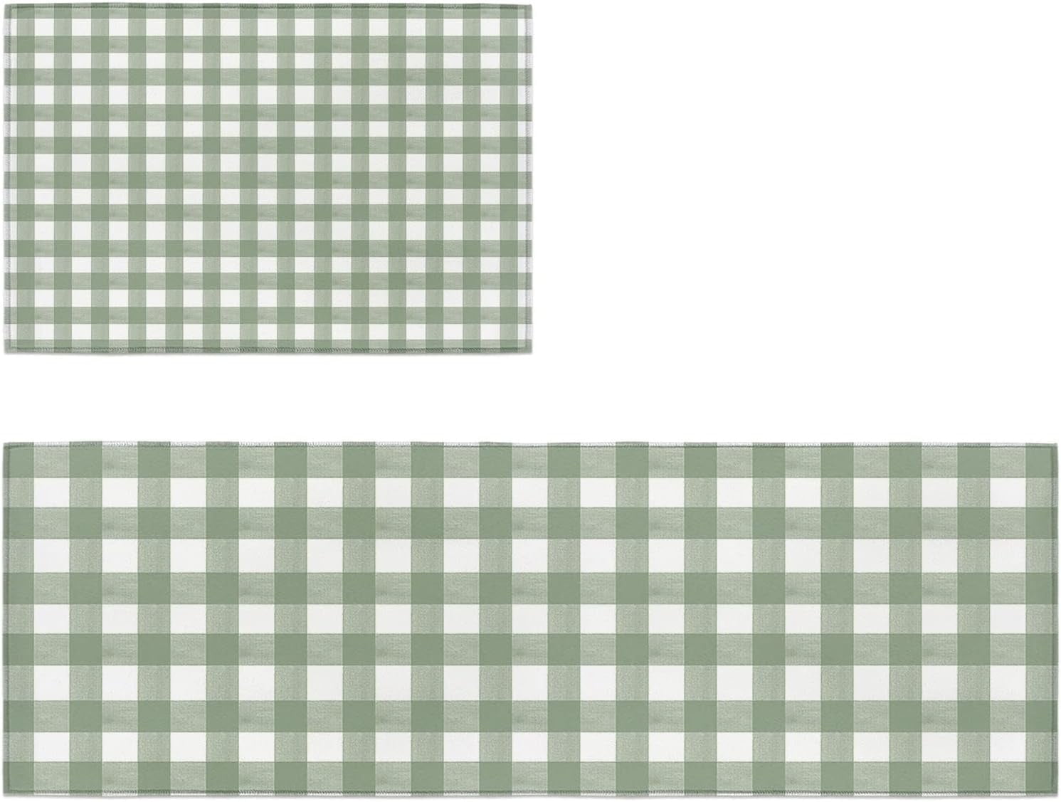 Sage Green 2 Pieces Kitchen Rug Set Non-Slip Backing Mat Throw for ...