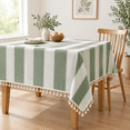 Sage Green 55 x 102 Inch Striped Tassel Rectangle Tablecloth - Walmart.com