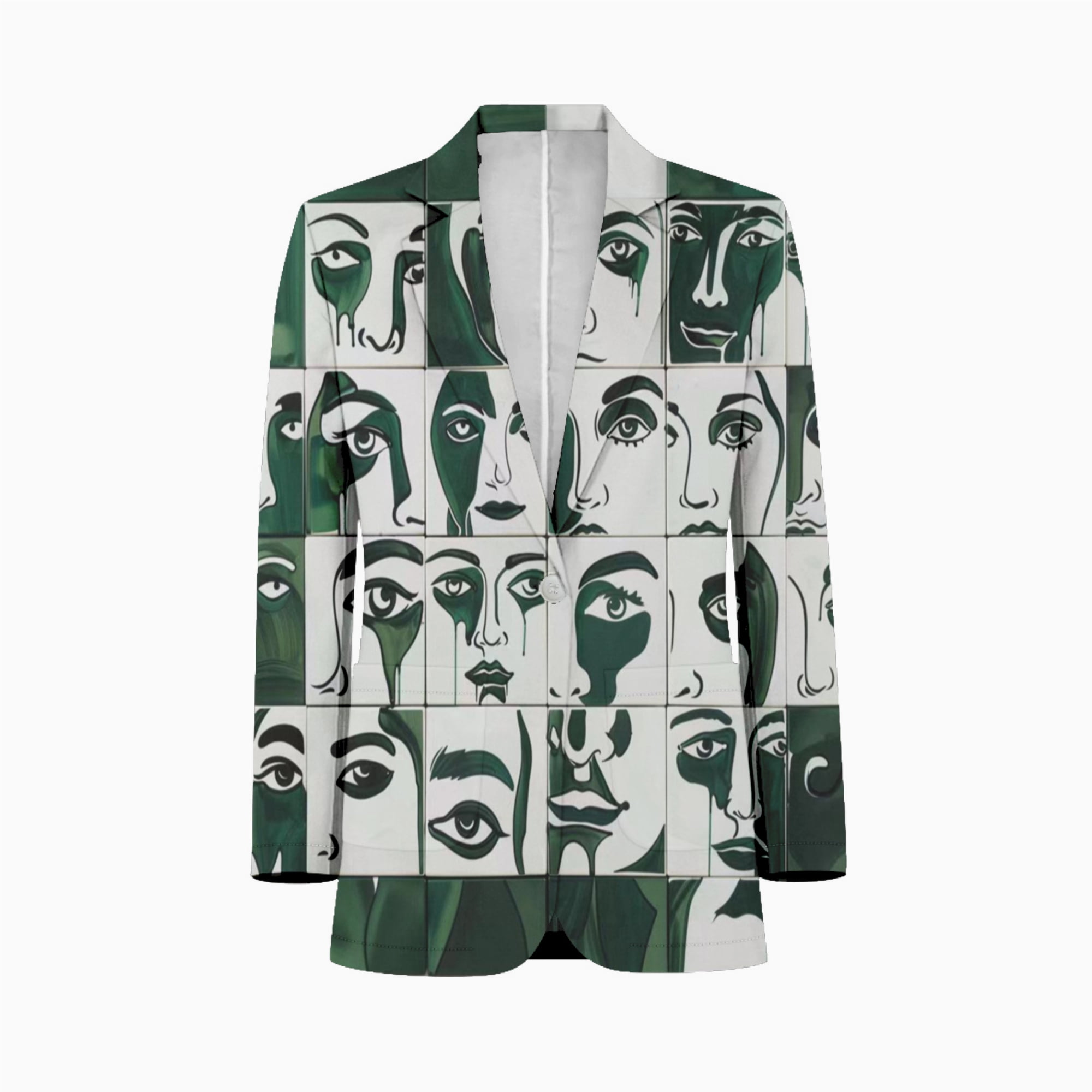 Sage Green Abstract Art Figure Customized Men's Suits full man Shawl ...