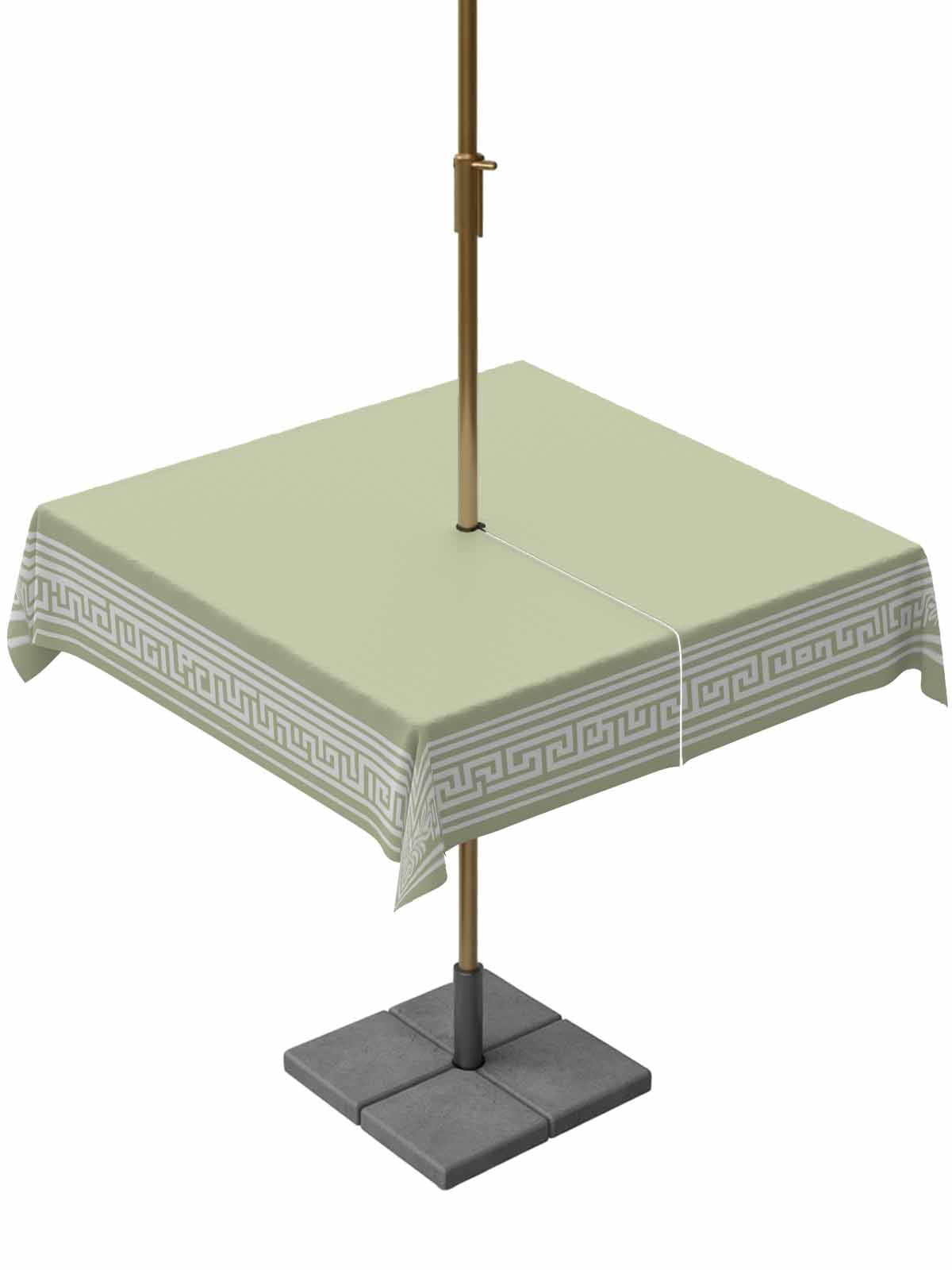 Sage Green Abstract Art Square Outdoor Tablecloth with Umbrella Hole ...
