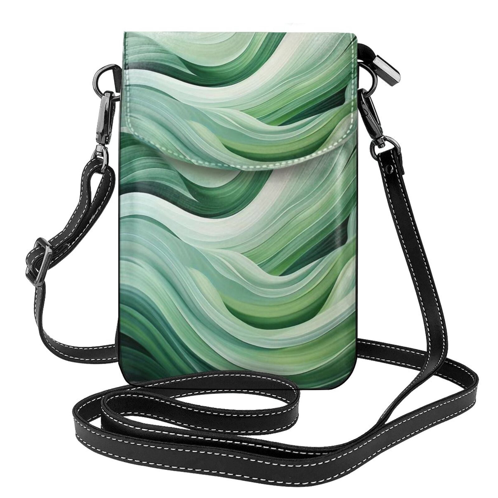 Sage Green Abstract Art Vintage Women Soft Pu Leather Cellphone Purse ...
