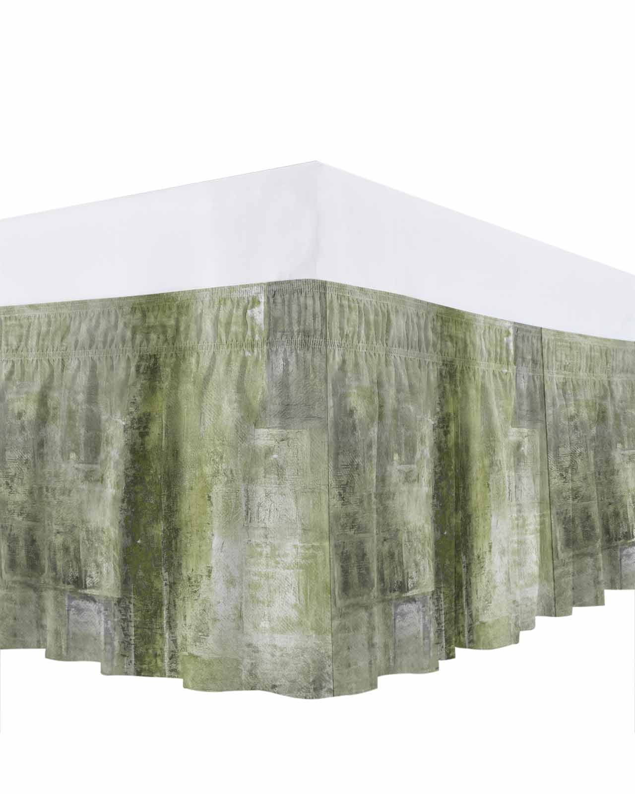Sage Green Abstract Bed Skirt Vintage Graffiti Mottled Texture Bed ...