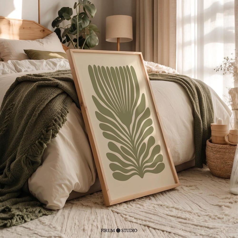 Sage Green Abstract Botanical Printable Art, Japandi Style Wall Decor ...