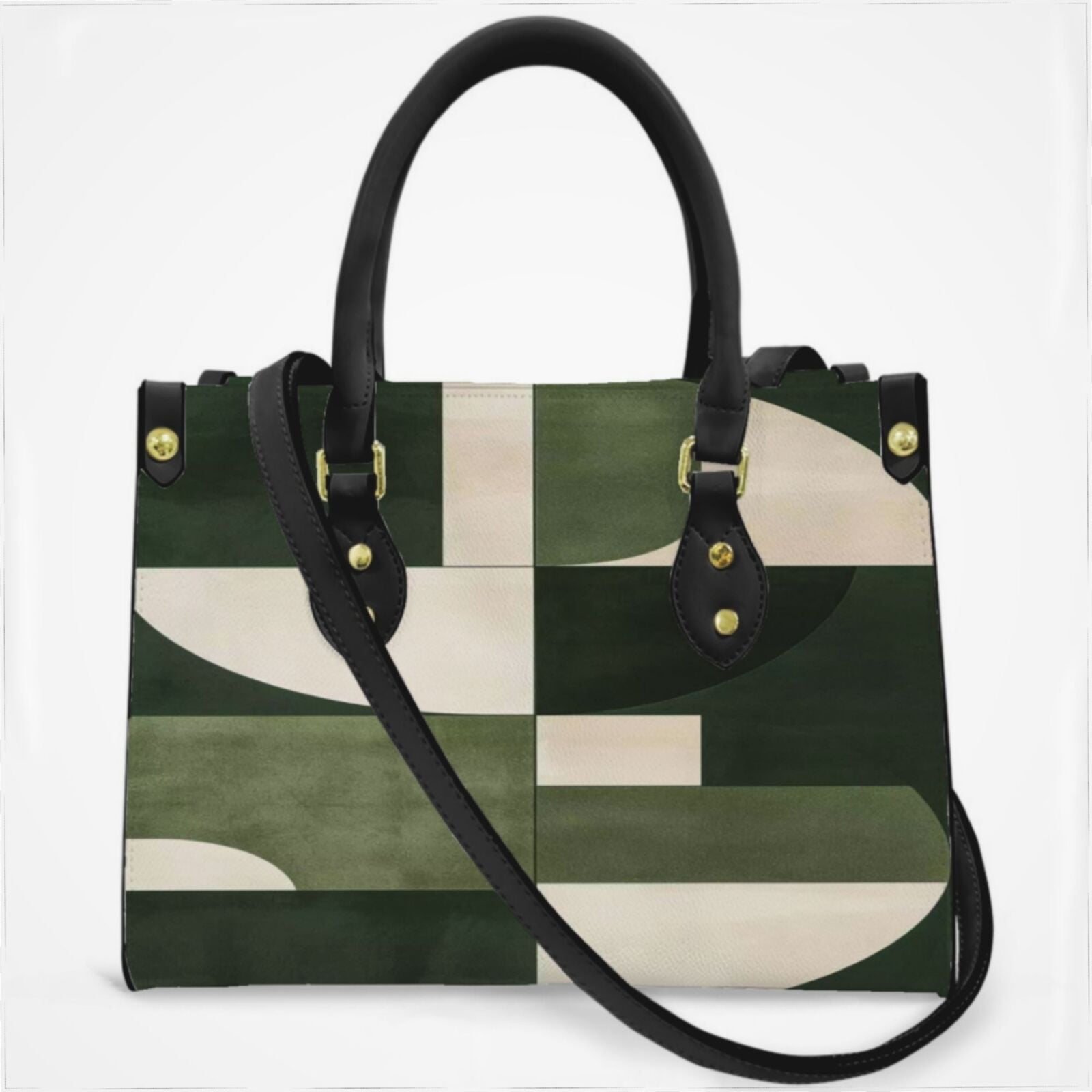 Sage Green Abstract Shape Art Cross Body Bags For Women Small Leather ...