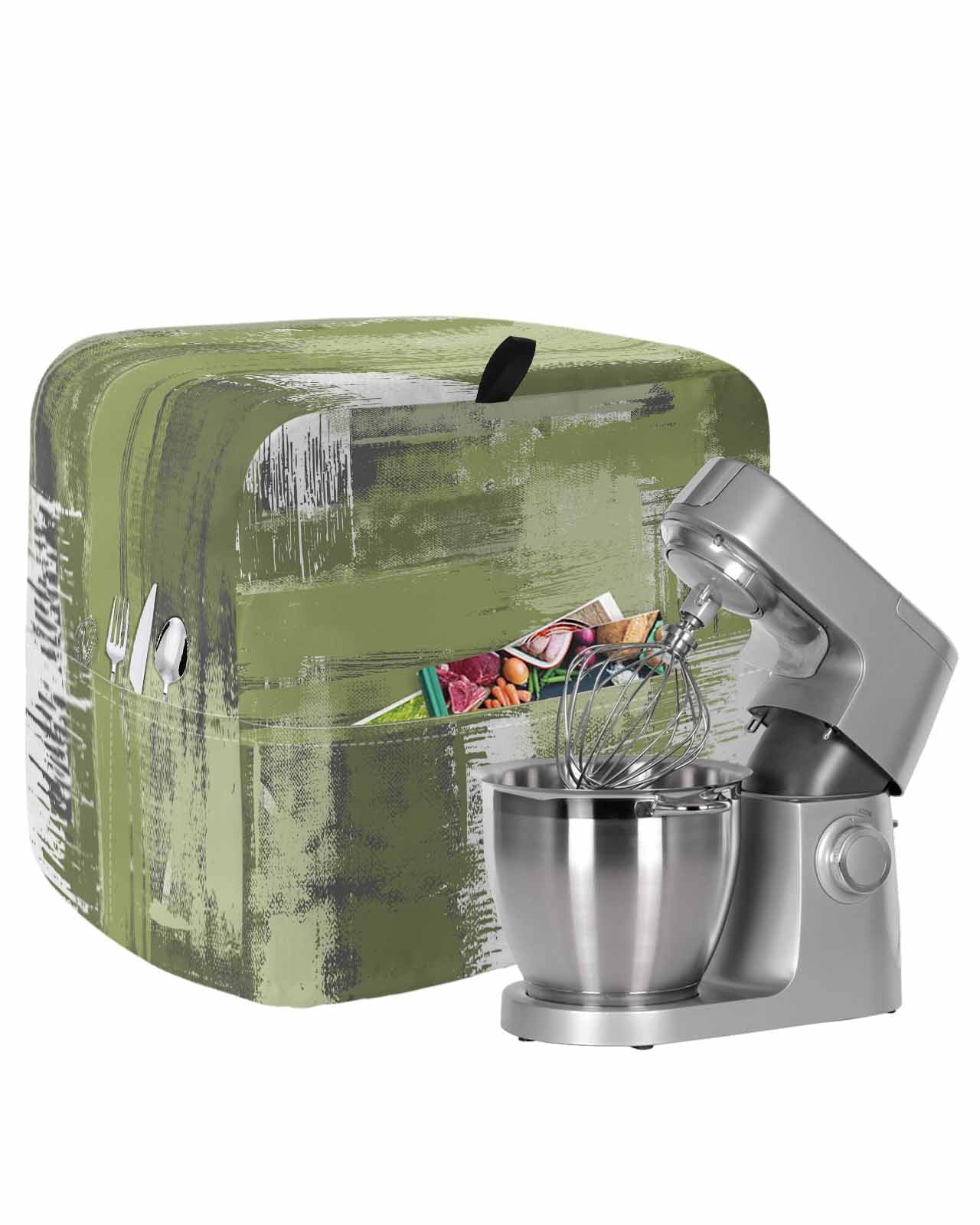 Sage Green Abstract Stand Mixer Dust Cover with Storage Pocket ...