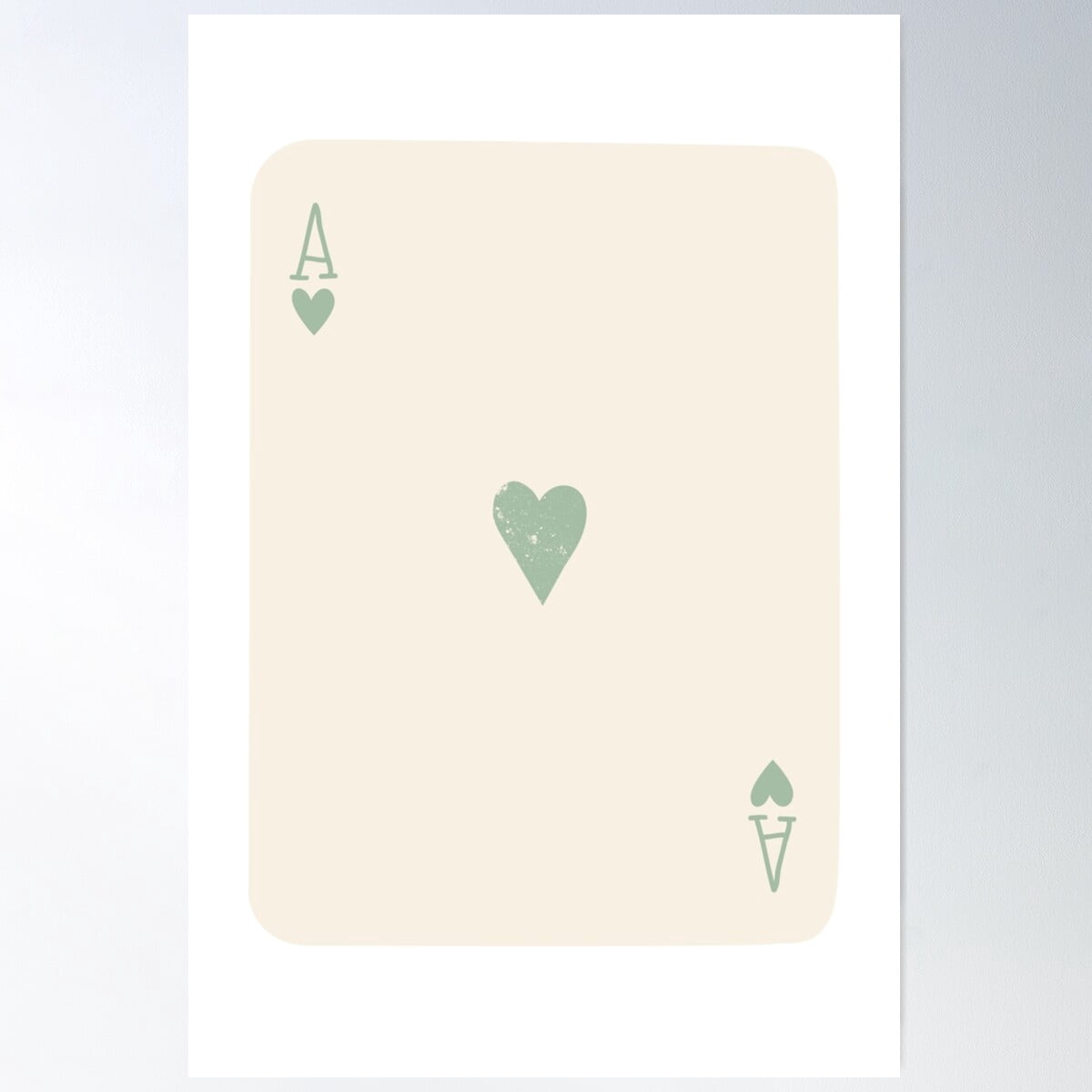 Sage Green Ace Of Hearts Playing Card Poster Wall Art, Modern Wall ...