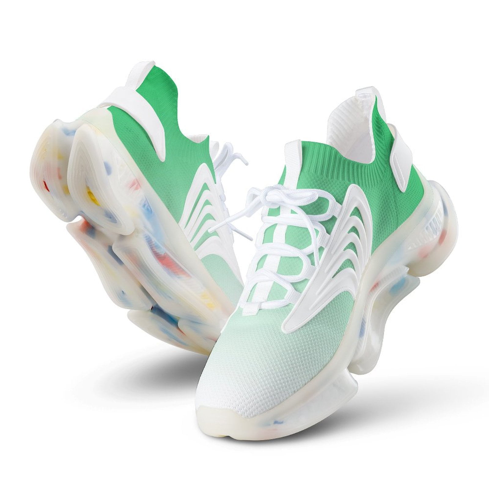 Sage Green And White Gradient Walking Shoes for Men Woman Lightweight ...