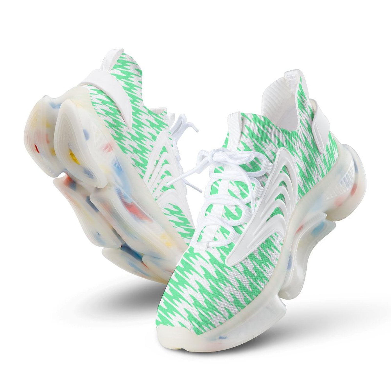 Aesthetic Sage Green And White Ripple Walking Shoes for Men Woman ...