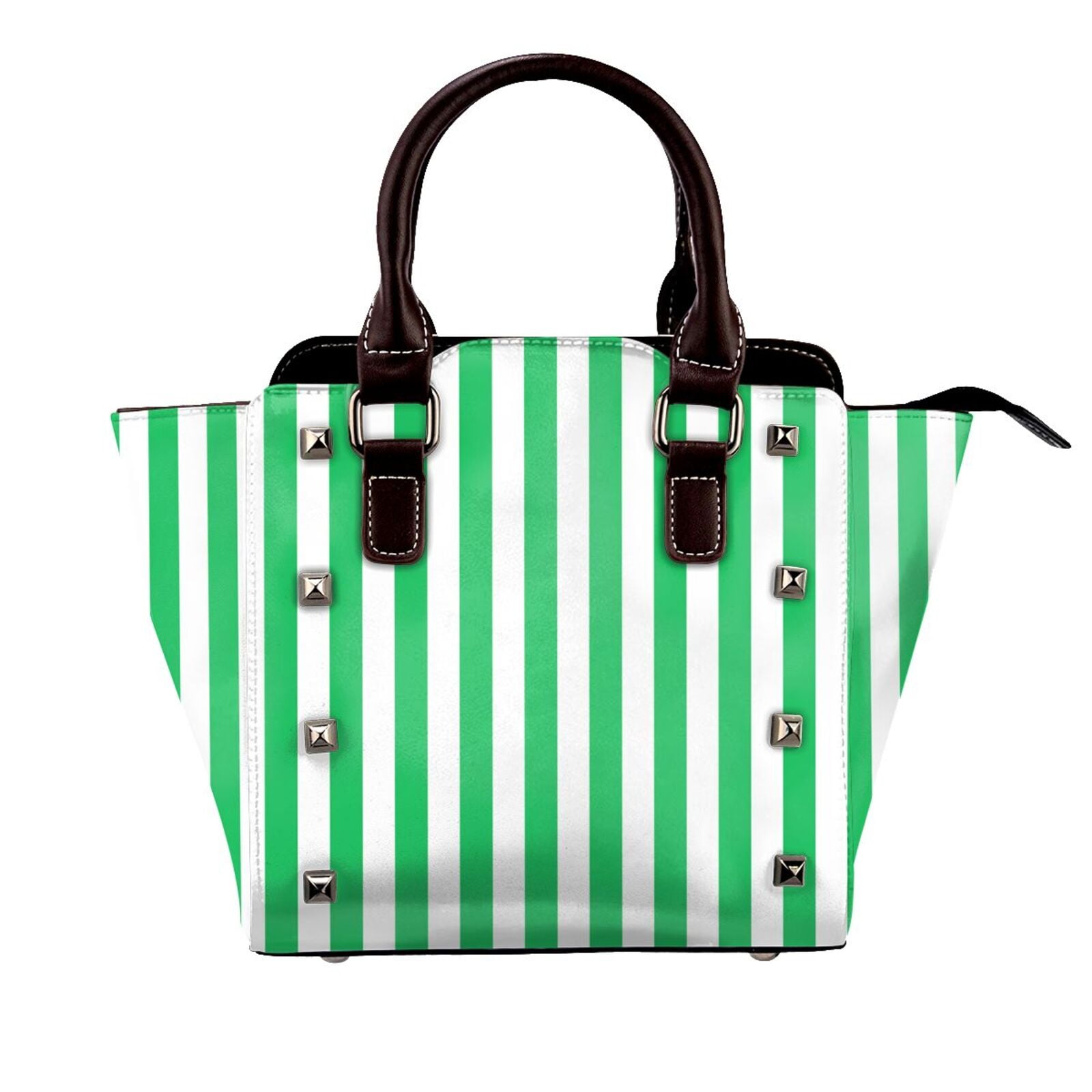 Sage Green And White Vertical Rivet Fashion One-Shoulder Women's ...