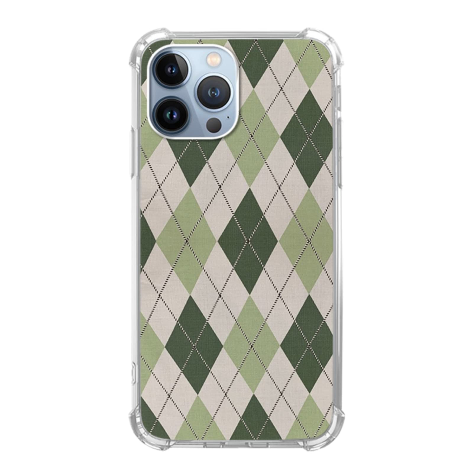 Sage Green Argyle Case for iPhone 12 Pro Max,Aesthetic Art Design Pattern TPU Shock-proof Cover ...