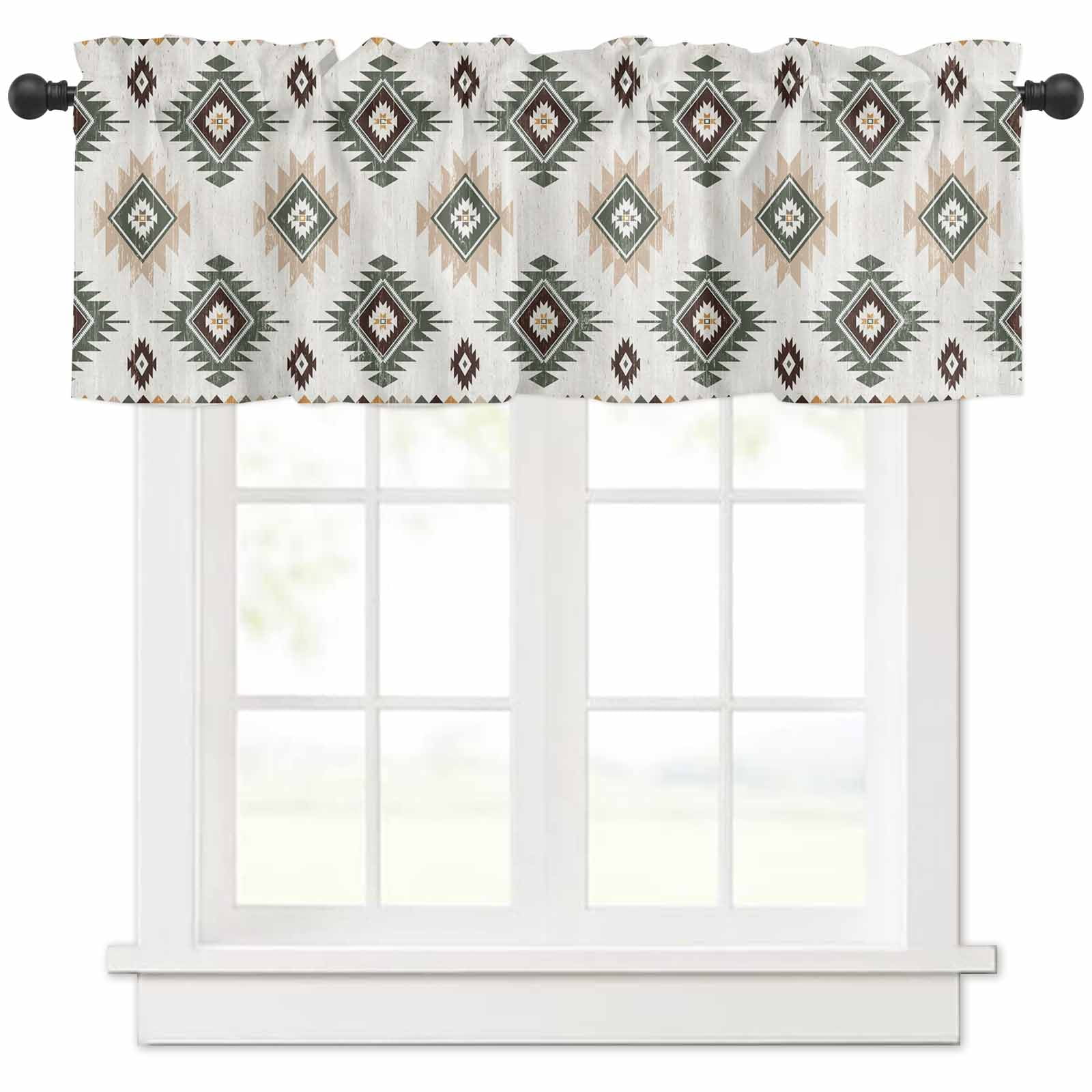 Sage Green Aztec Valances for Windows Farmhouse Kitchen Curtains ...