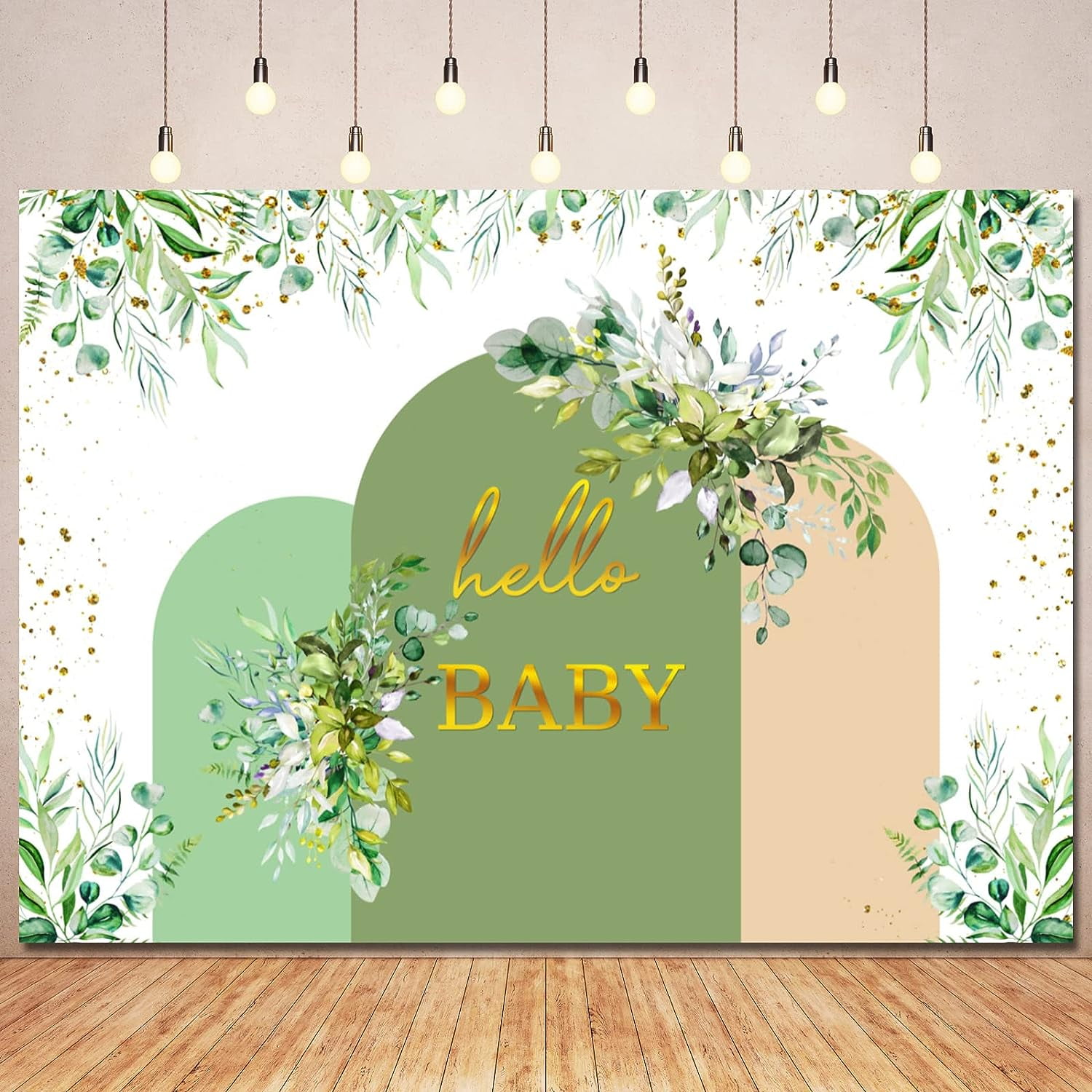 Sage Green Baby Shower Backdrop Boho Baby Shower Decorations,Greenery ...