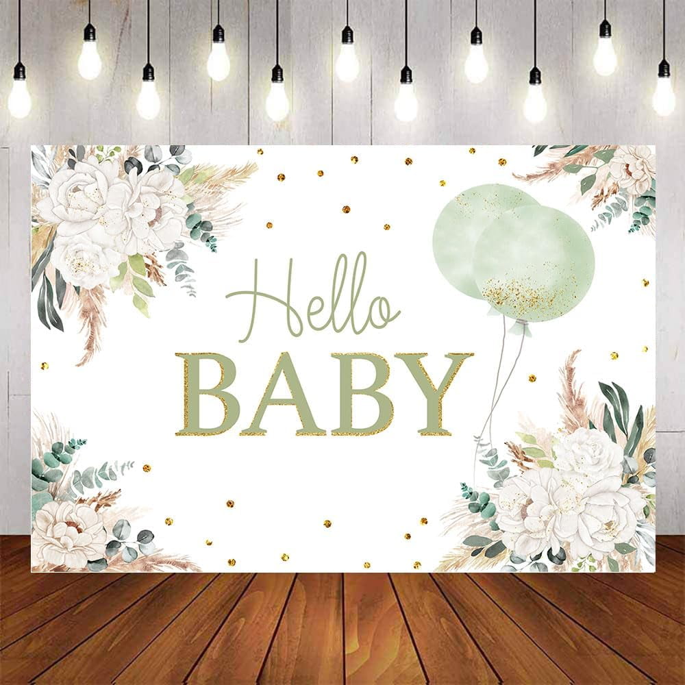 Sage Green Baby Shower Backdrop Gender Neutral Baby Shower Background ...