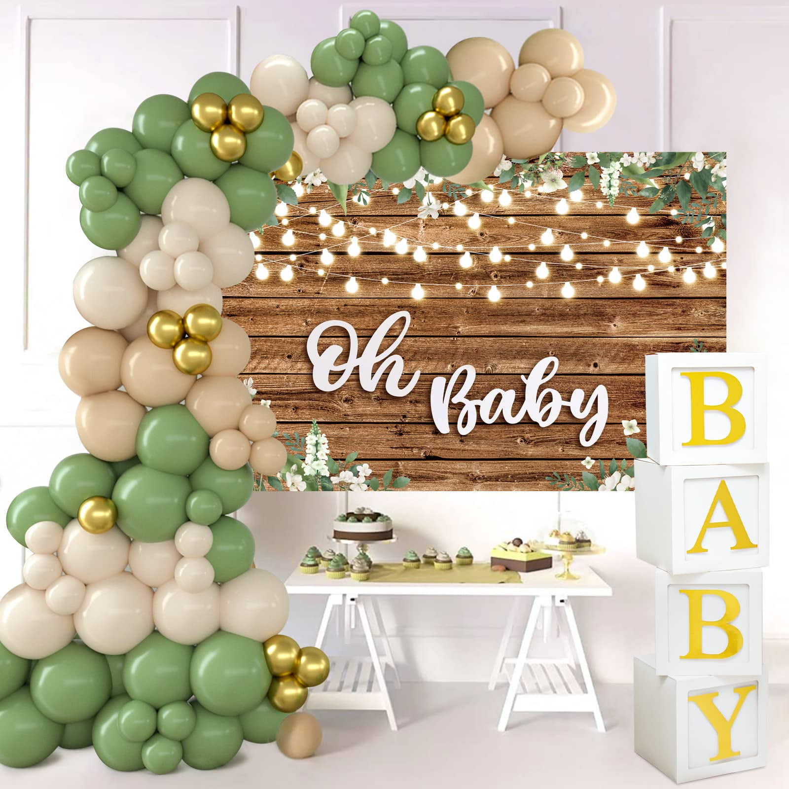 Sage Green Baby Shower CM31 Decorations Kits for Boy Girl - Sage Green ...