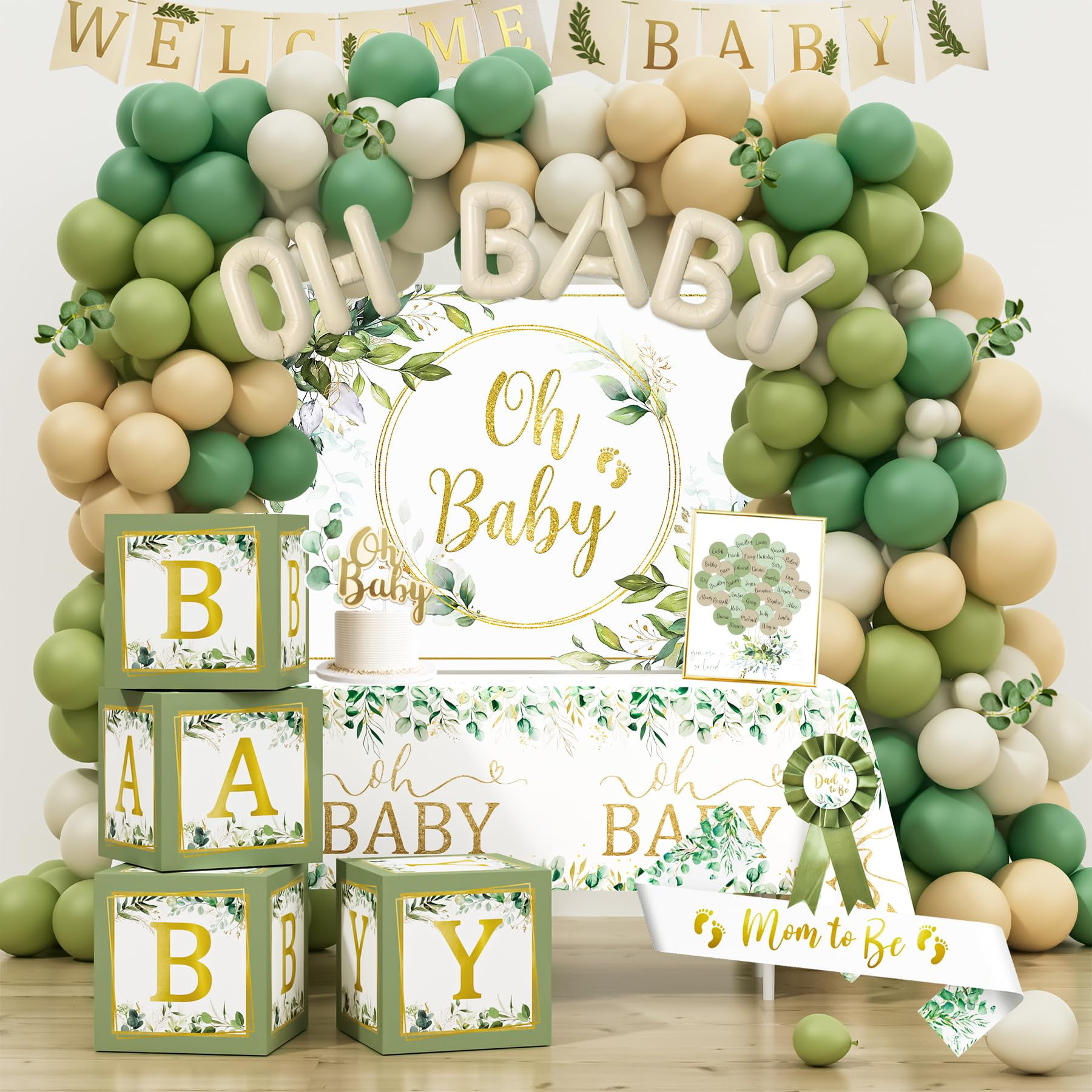 Sage Green Baby Shower SSF20 Decorations, Gender Neutral Baby Shower ...
