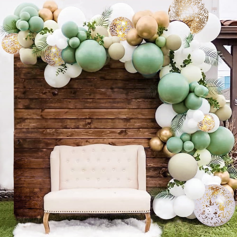 Sage Green Balloon Arch Kit w/ Matte Sage, Olive, Taupe, Whites, Gold ...
