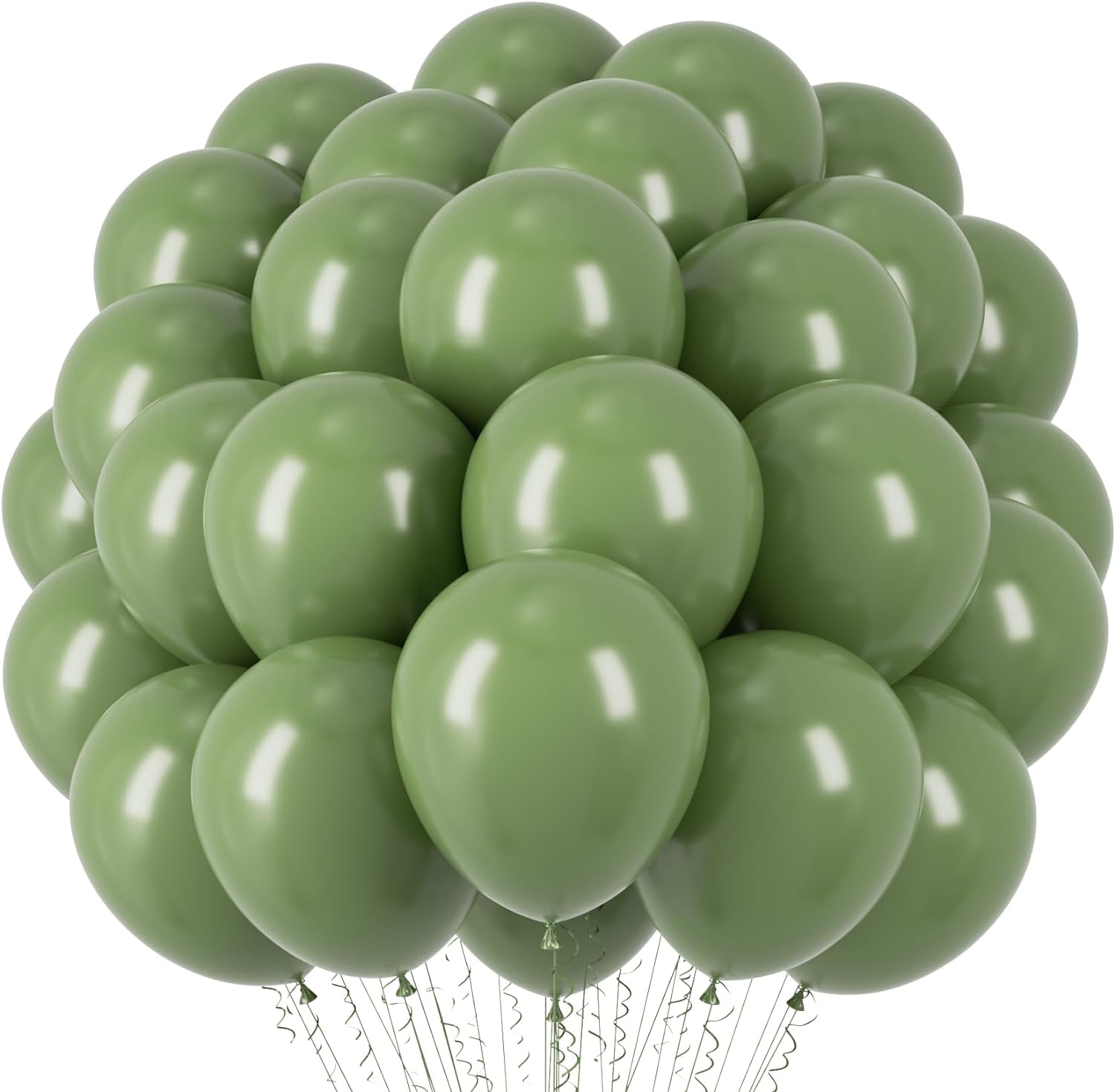 Sage Green Balloons, 66pack 12inch Olive Green Latex Party Balloons for ...