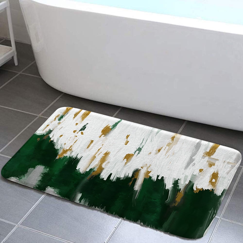 Sage Green Bath Mats Rugs For Bathroom, Modern Abstract Mid Century ...