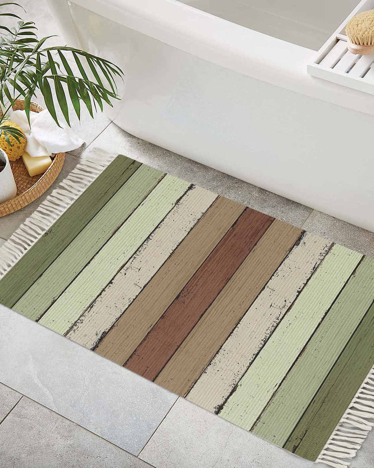 Sage Green Bath Rug 2x3ft Woven Bathroom Entryway Runner Rug,Farmhouse ...