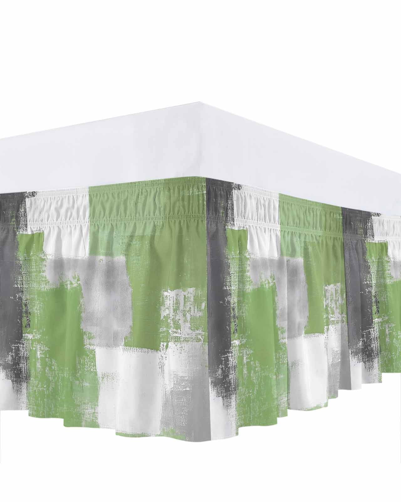 Sage Green Bed Skirt King Size 18" Drop Gray Graffiti Color Blocks ...