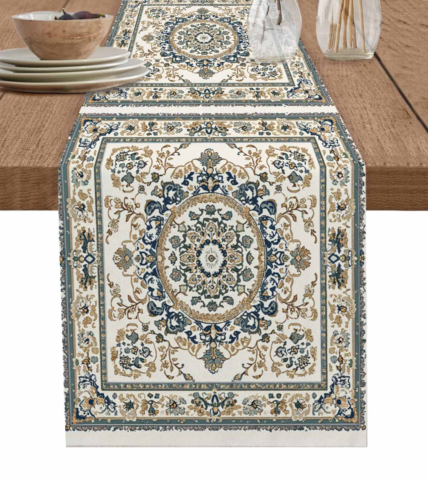 Sage Green Beige Boho Burlap Cotton Table Runner 13x36 Inches Short ...