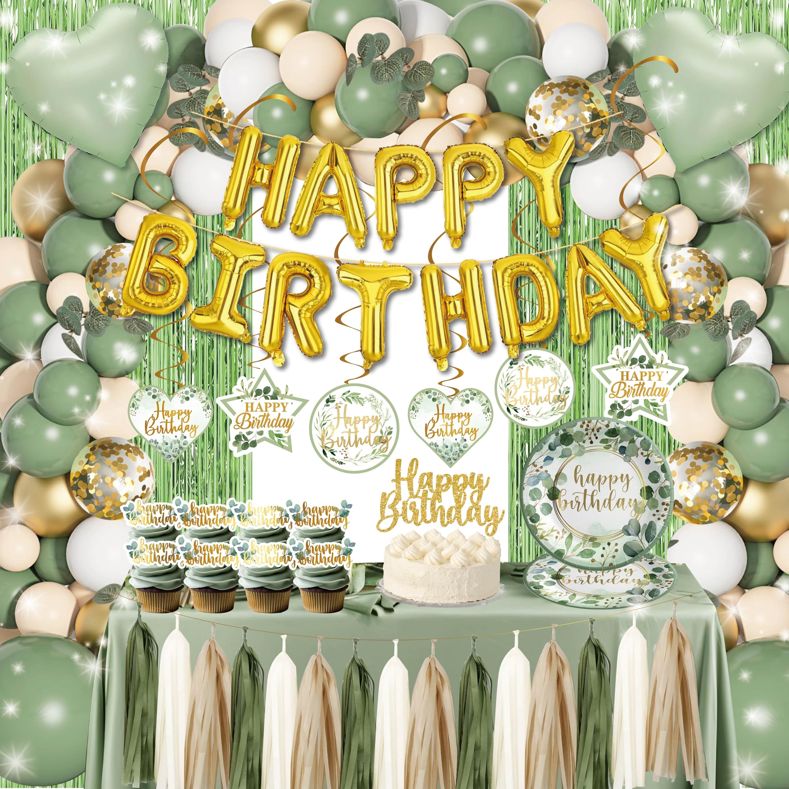 Sage Green Birthday Decorations - Balloon NSD3 Garland Kit Arch, Happy ...