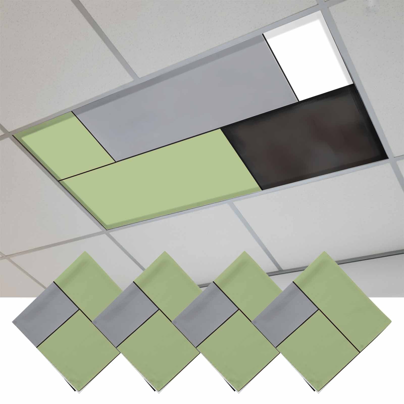 Sage Green Black Grey Fluorescent Light Covers, Modern Irregular ...