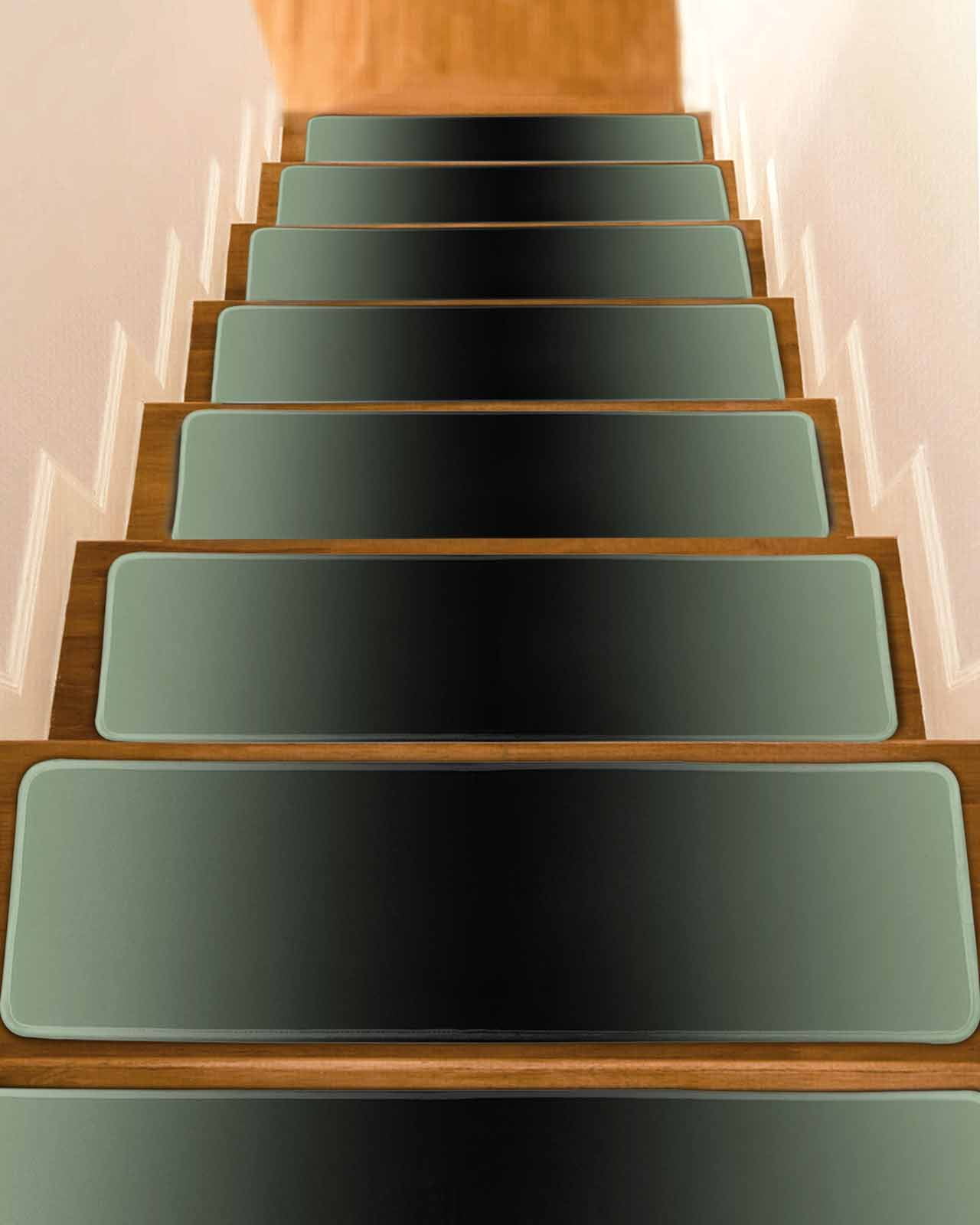 Sage Green Black Ombre Stair Treads for Wooden Steps Indoor Runner Rug ...