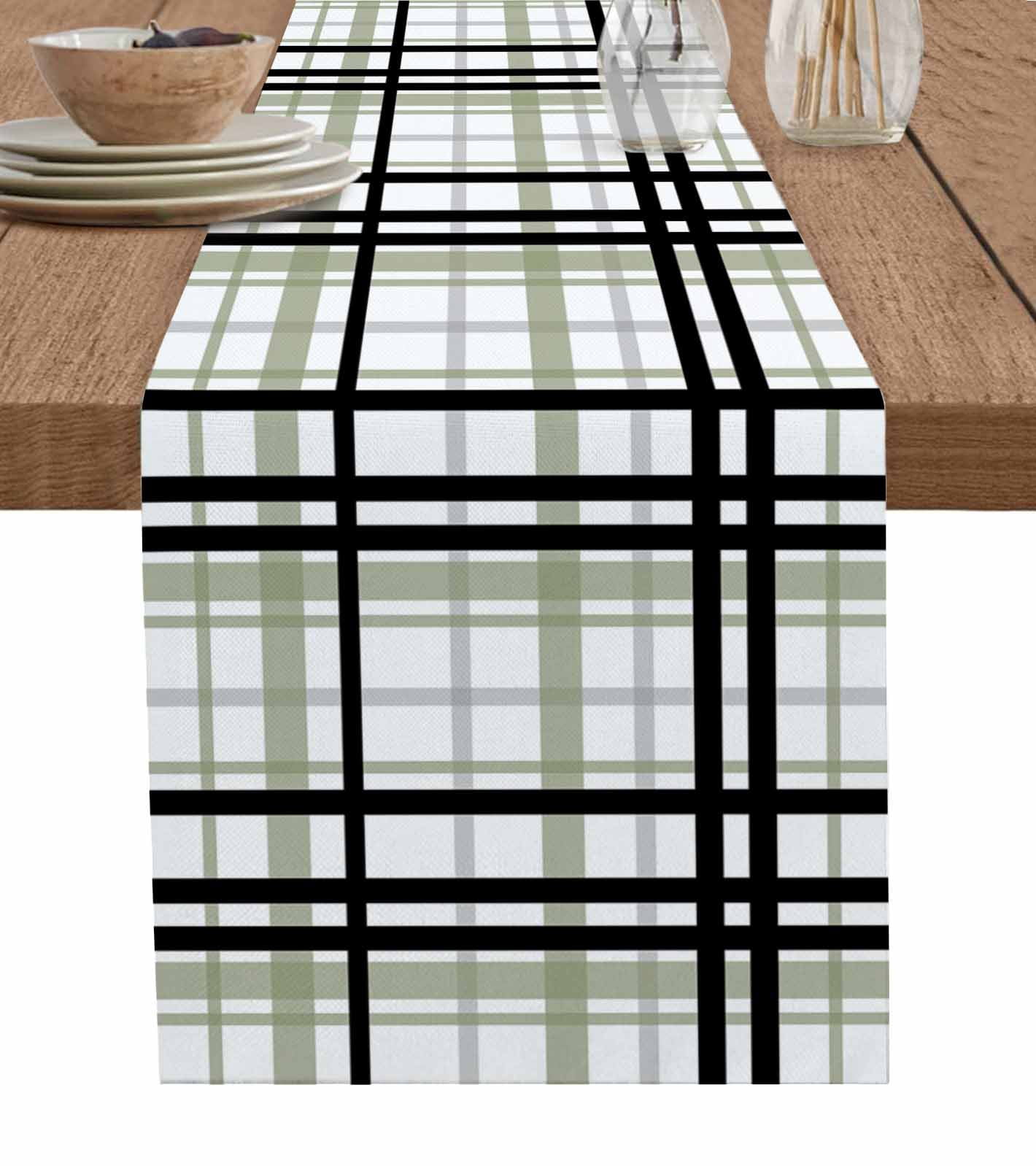 Sage Green Black Plaid Table Runner Farmhouse Green Black Checkered ...