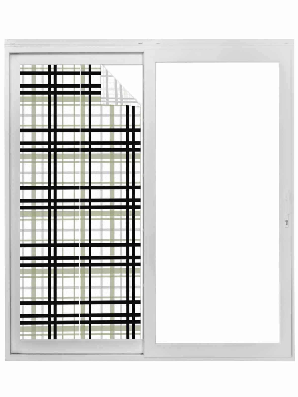 Sage Green Black Plaid Window Privacy Film, Farmhouse Green Black ...