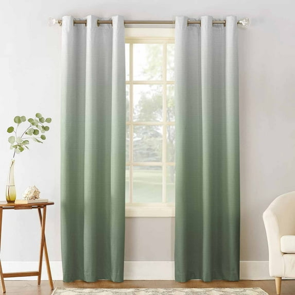 Sage Green Blackout Curtains 63 Inches Length, Abstract Gradient Minimalist Ombre Modern Window ...