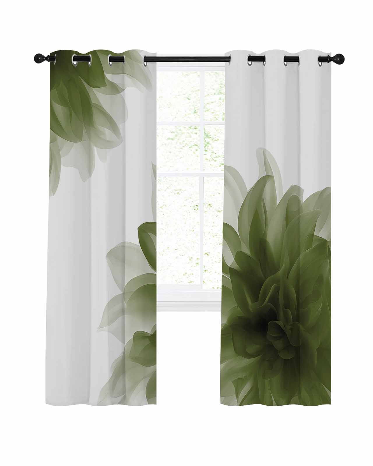 Sage Green Blackout Curtains, Light Blocking Print Window Curtains ...