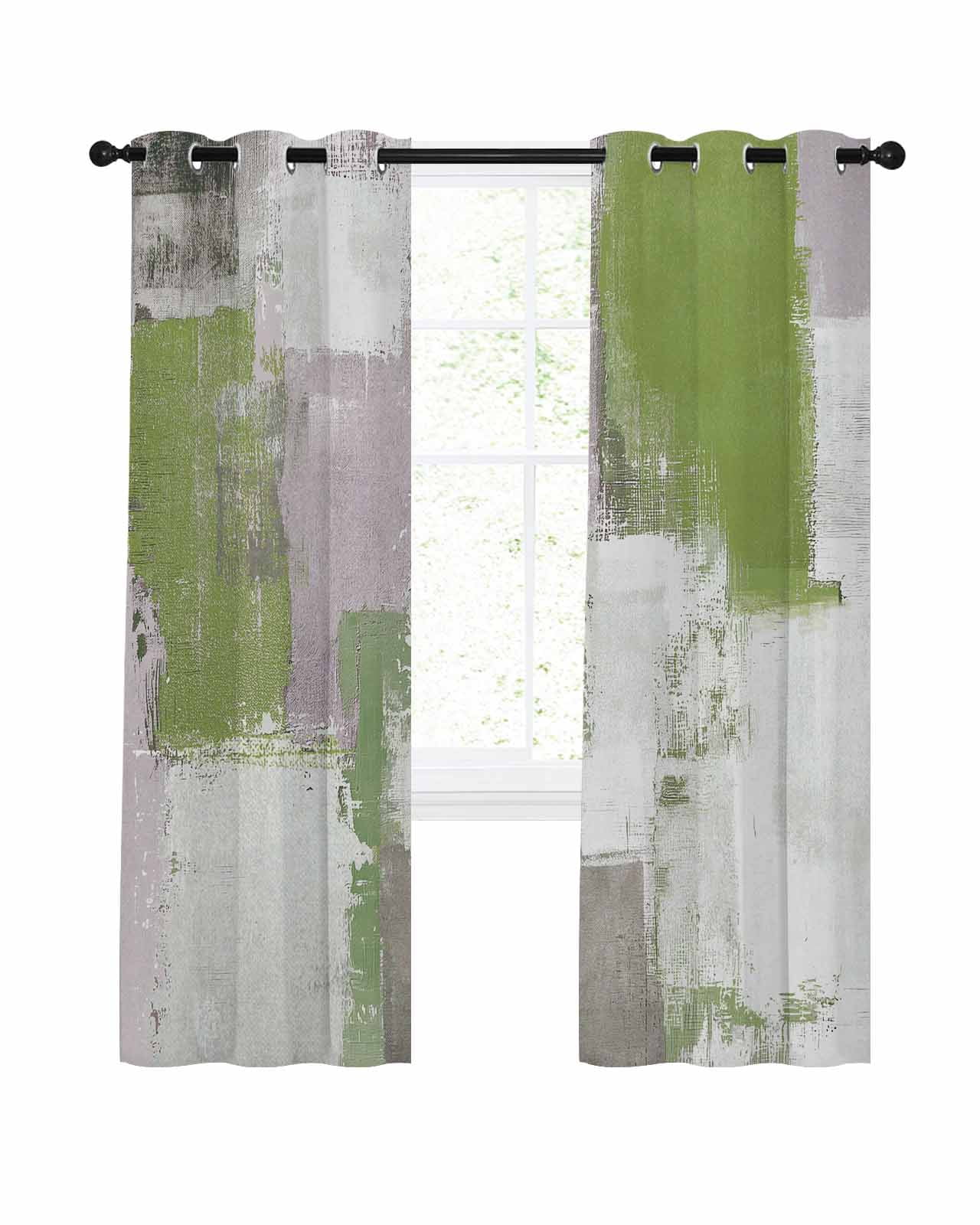 Sage Green Blackout Curtains, Light Blocking Print Window Curtains ...